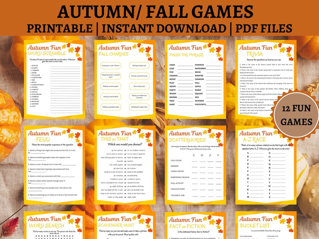 Autumn Game | Fall Games | Holiday Games | Fun Games | Fall Party Game ...