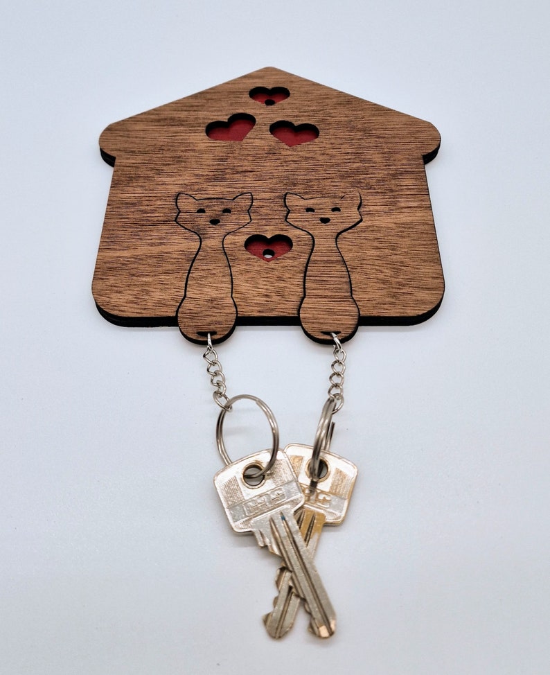 Handcrafted Cat Puzzle Key Holder - Wooden Key Organizer for Cat Lovers ...