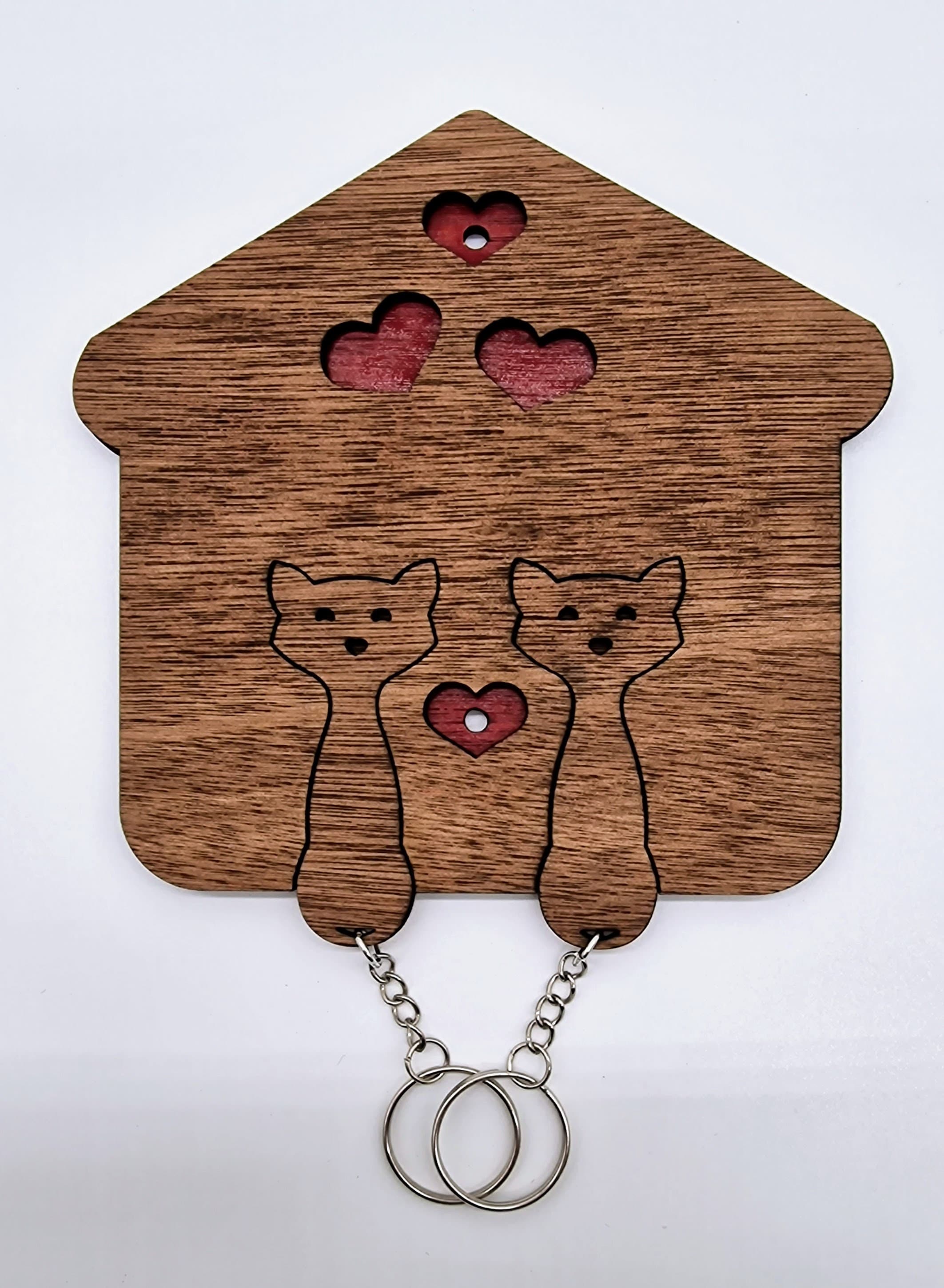 Handcrafted Cat Puzzle Key Holder - Wooden Key Organizer for Cat Lovers ...