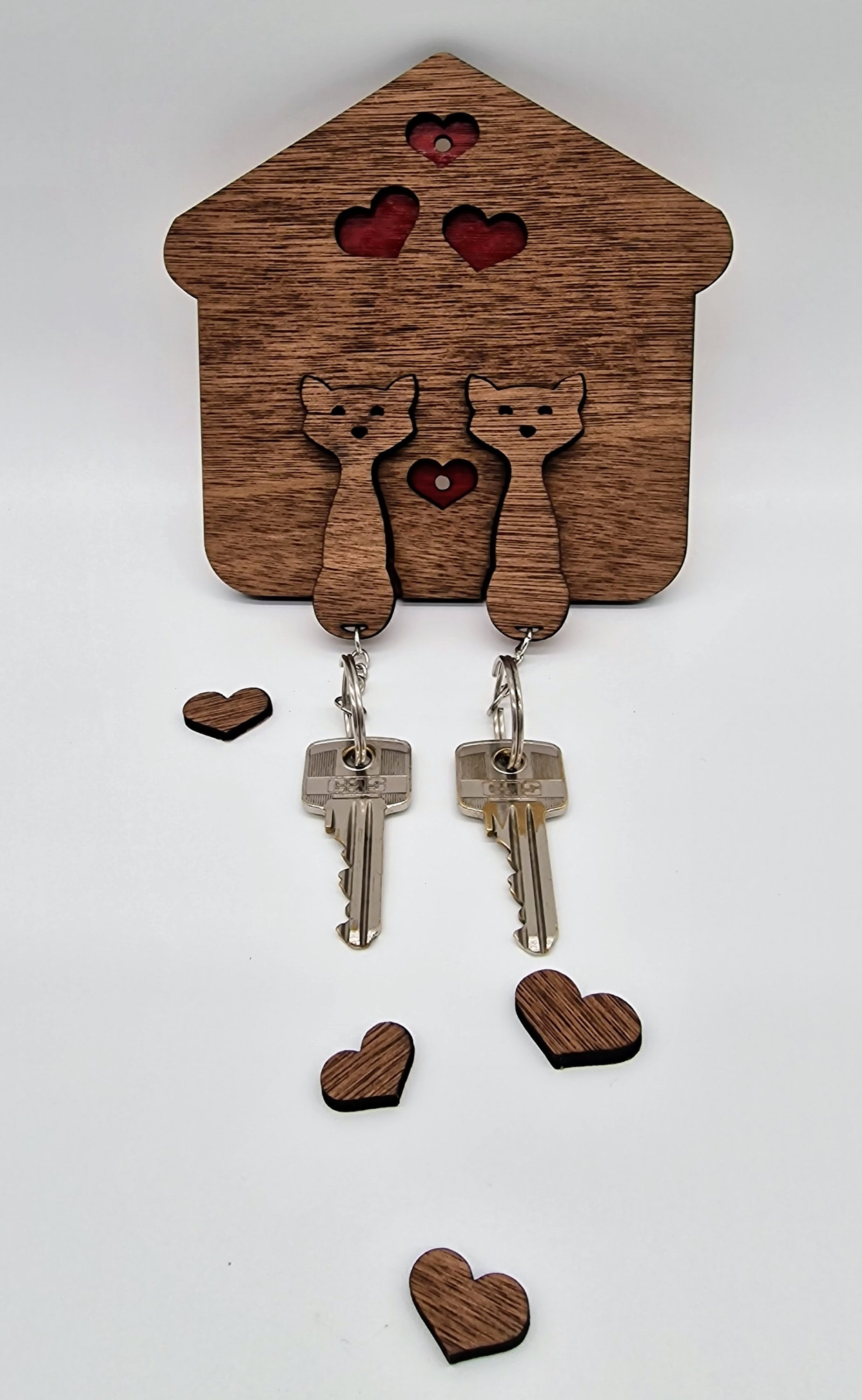 Handcrafted Cat Puzzle Key Holder - Wooden Key Organizer for Cat Lovers ...