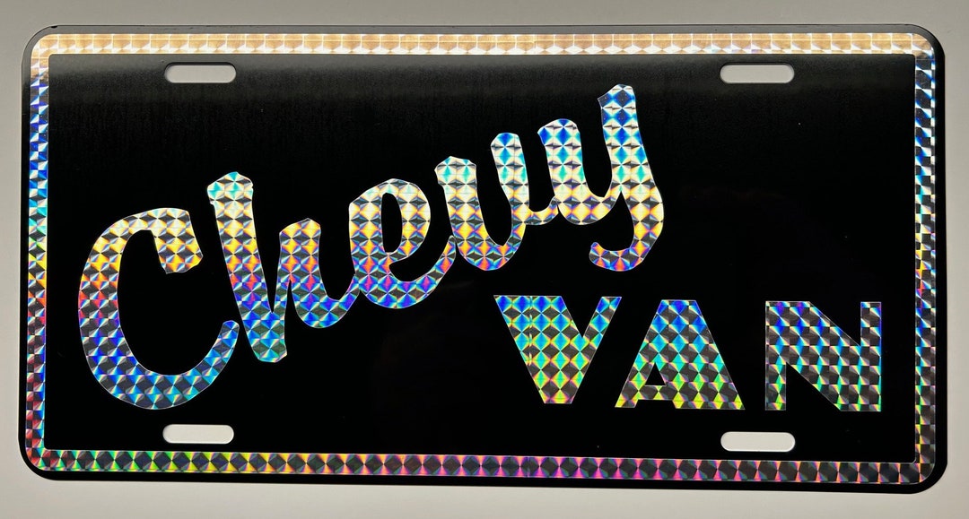 CHEVY VAN Metal License Plate 12 X 6 Black With 70'S Retro PRISM ...