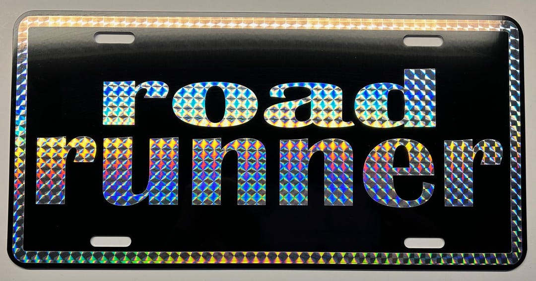 ROAD RUNNER Metal License Plate 12 X 6 Black With 70'S Retro PRISM ...