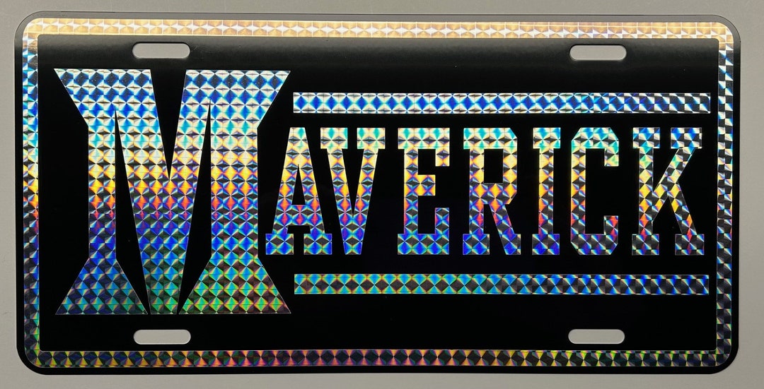 MAVERICK Metal License Plate 12 X 6 Black With 70'S Retro PRISM ...