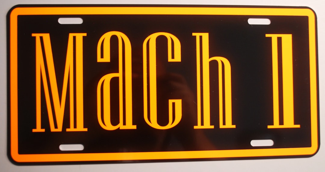 MACH 1 METAL License Plate 12 X 6 Black With Bright Orange Garage Man ...