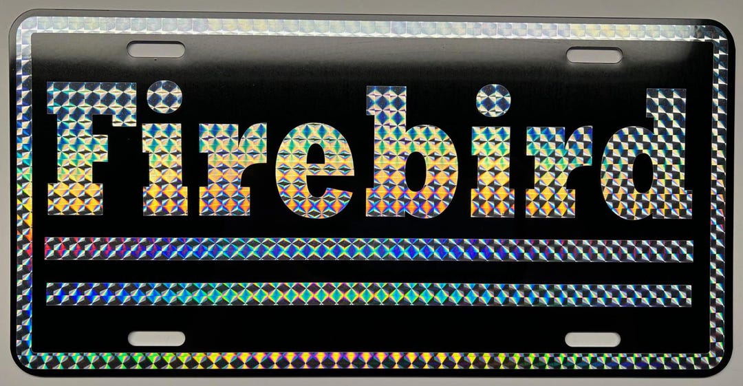 FIREBIRD All METAL License Plate 12 X 6 Black With Retro PRISM ...