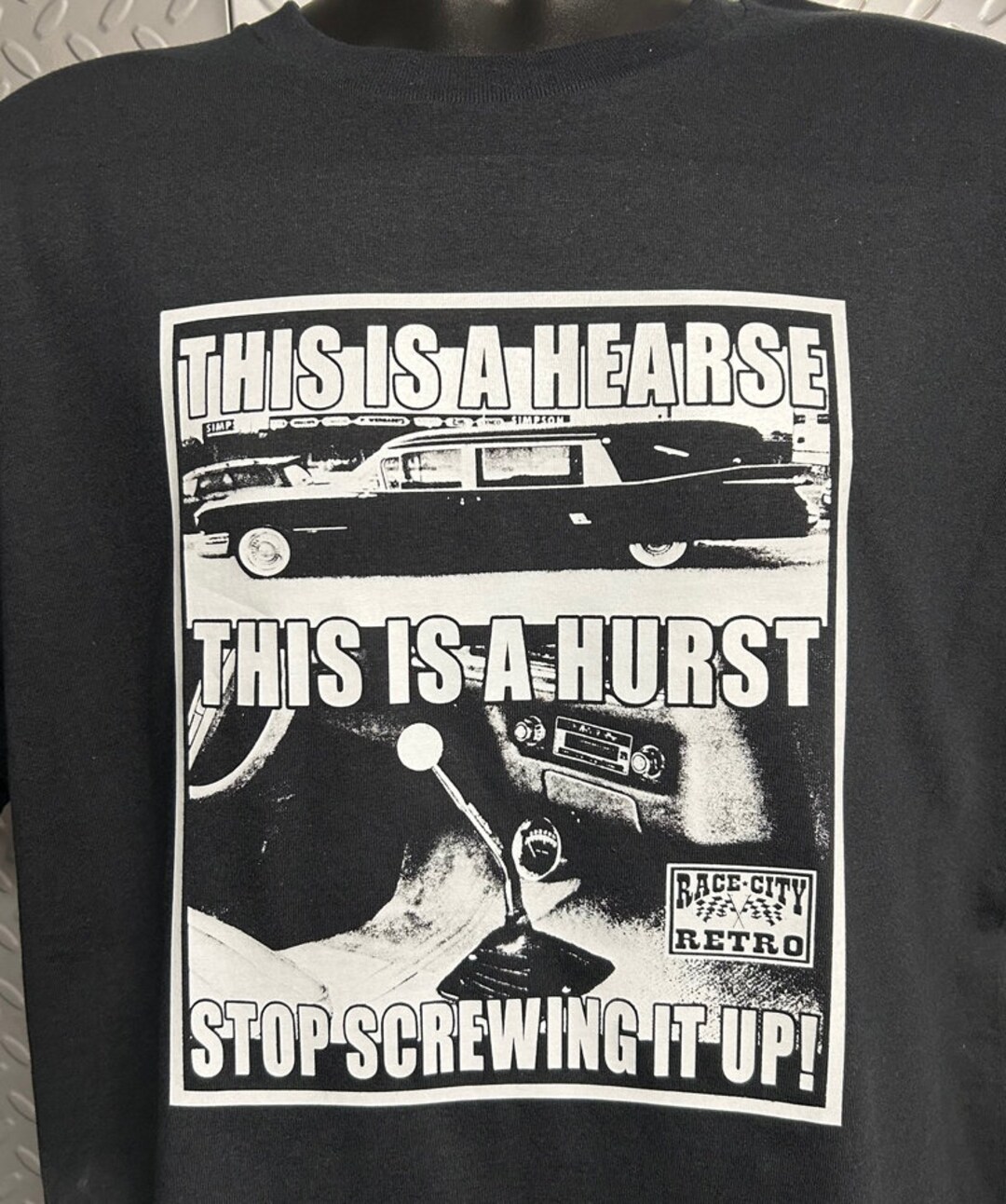 HEARSE NOT HURST Retro T-shirt Funeral Car Hurst Shifter Undertaker ...