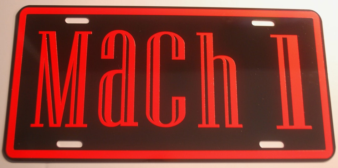 MACH 1 METAL License Plate 12 X 6 Black With Red Lettering Garage Man ...