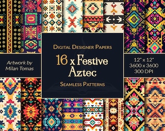 Rustic Aztec Patterns – Tribal Seamless Aztec Digital Paper Pack, Aztec ...