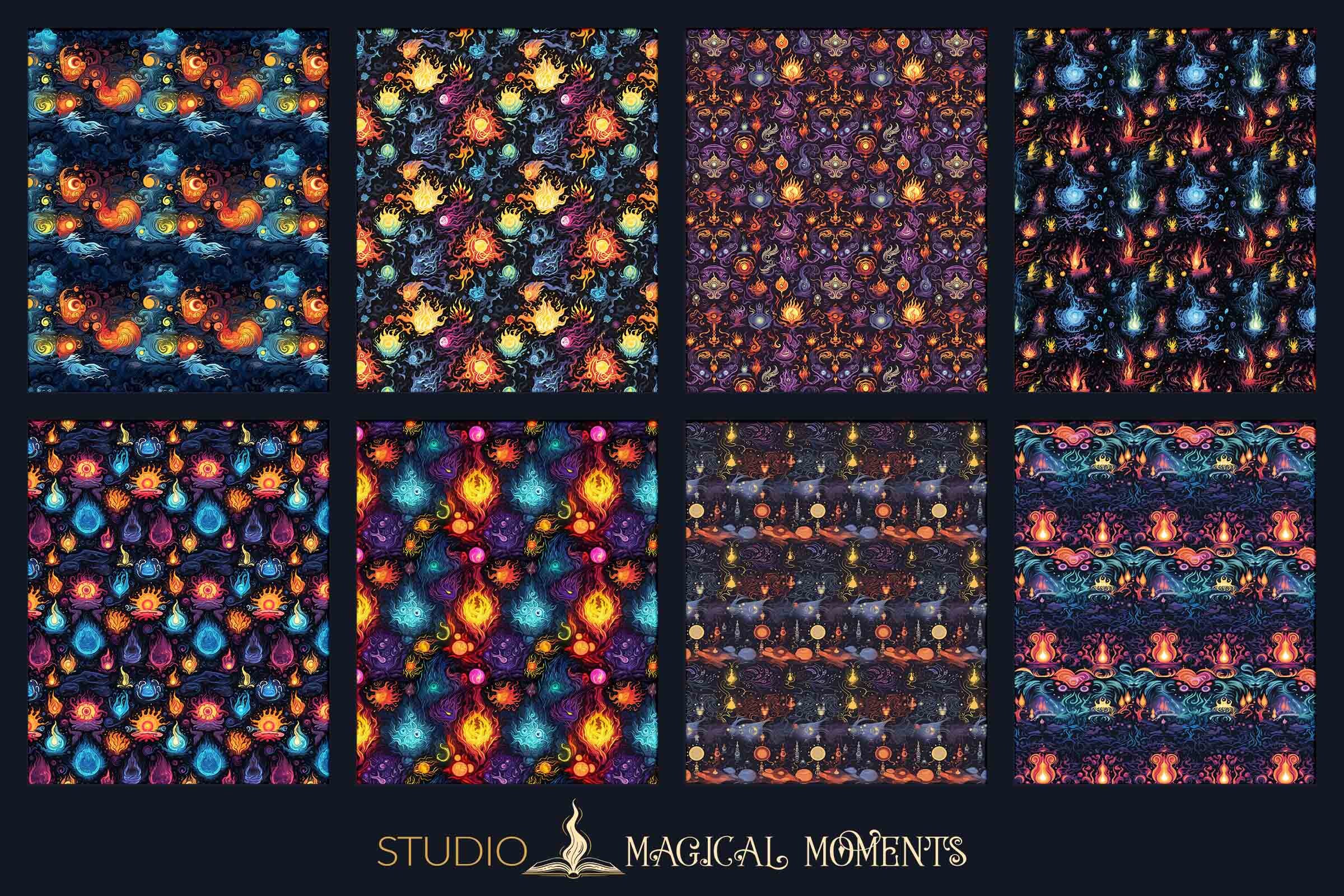 Elemental Powers Seamless Patterns Pack Set of 16 Digital Papers ...