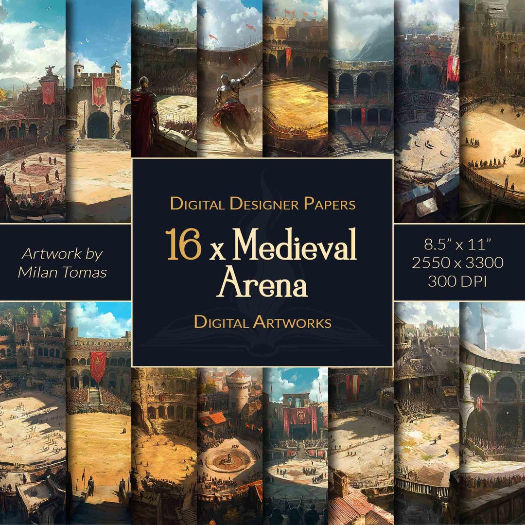 Medieval Arena Digital Paper: Scrapbook & Junk Journal Art (digital ...