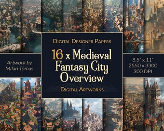 Medieval Fantasy Maps Seamless Patterns Pack Set of 16 Digital Papers ...