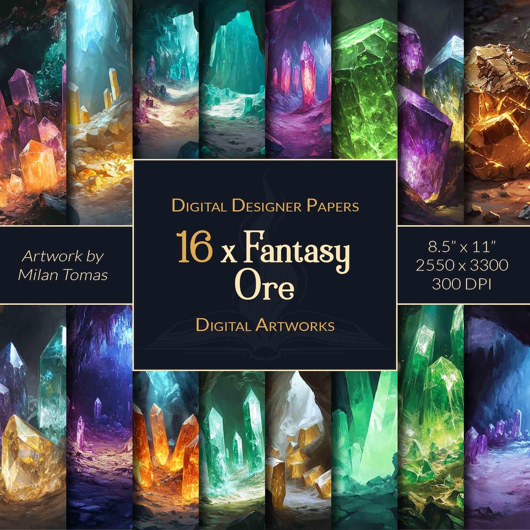 Fantasy Ore Digital Papers: Scrapbook & Junk Journal Art (digital ...