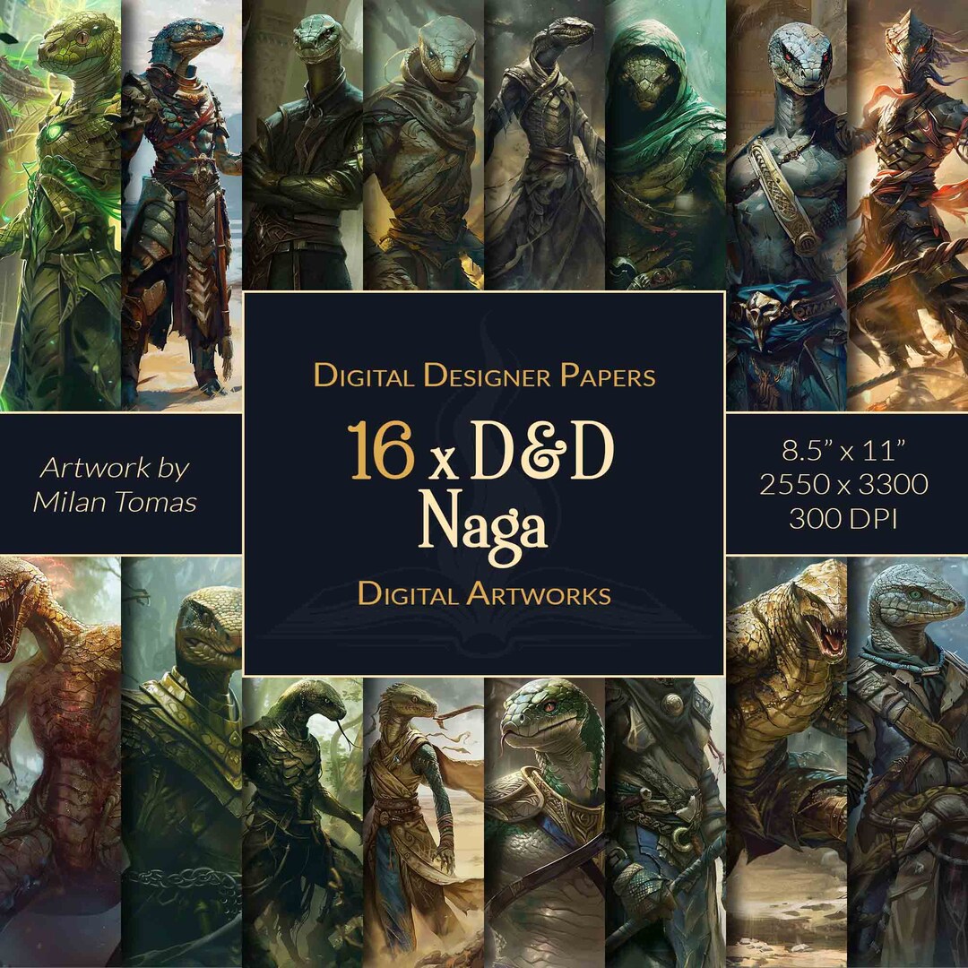 D&D Naga Digital Artworks Pack | Set of 16 Digital Papers | Scrapbook ...