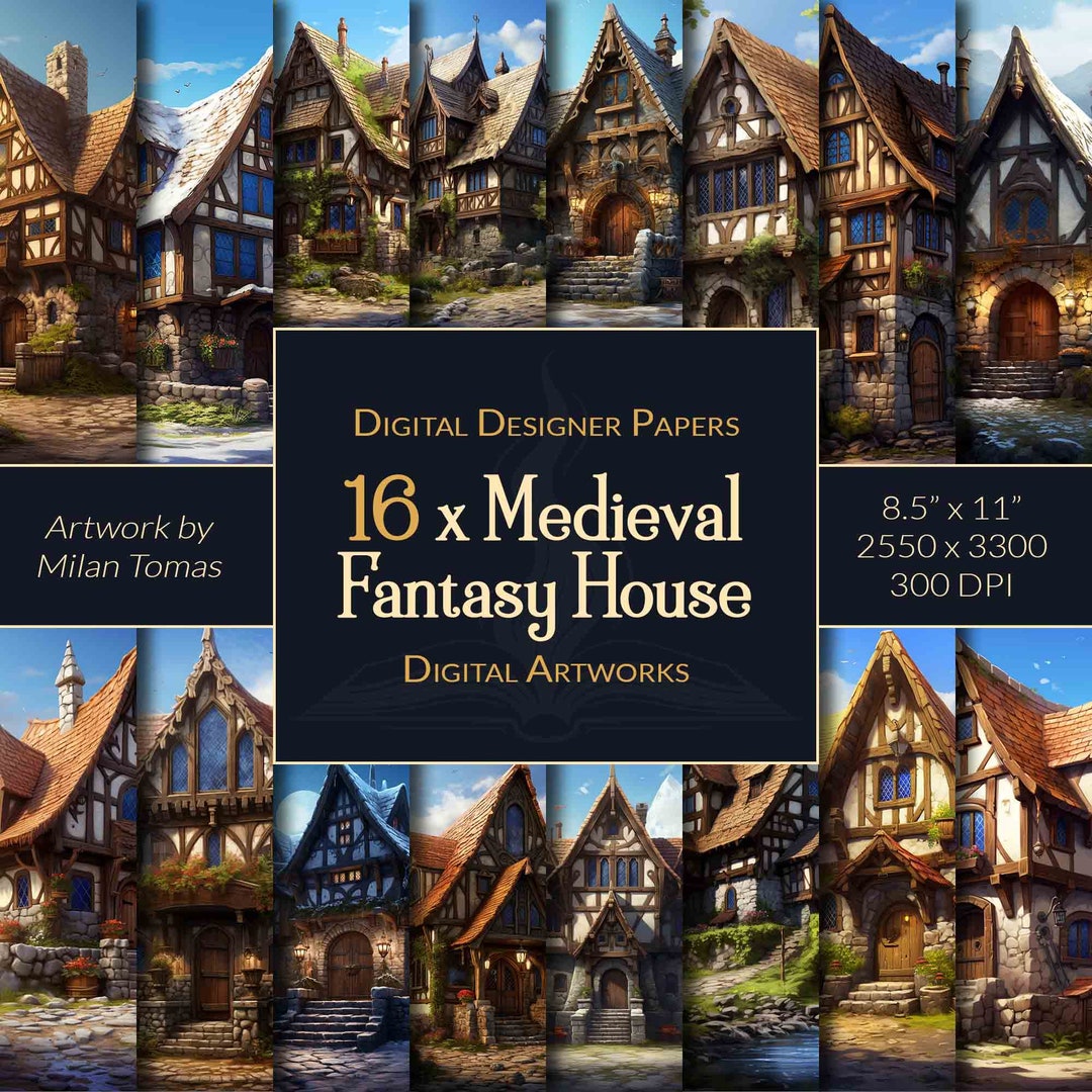 Medieval Fantasy House Digital Paper Pack: Scrapbook & Junk Journal ...
