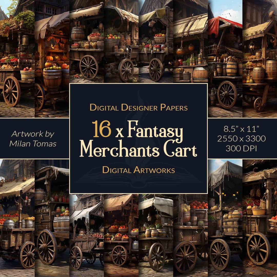 Medieval Fantasy Merchant's Cart Digital Artworks Pack | Set of 16 ...
