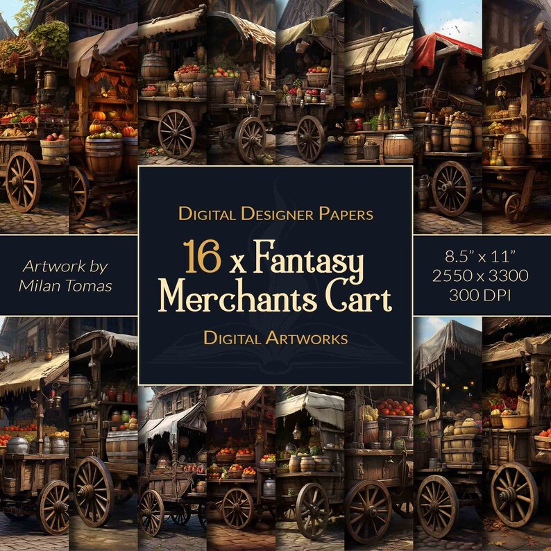 Medieval Fantasy Merchant's Cart Digital Artworks Pack | Set of 16 ...