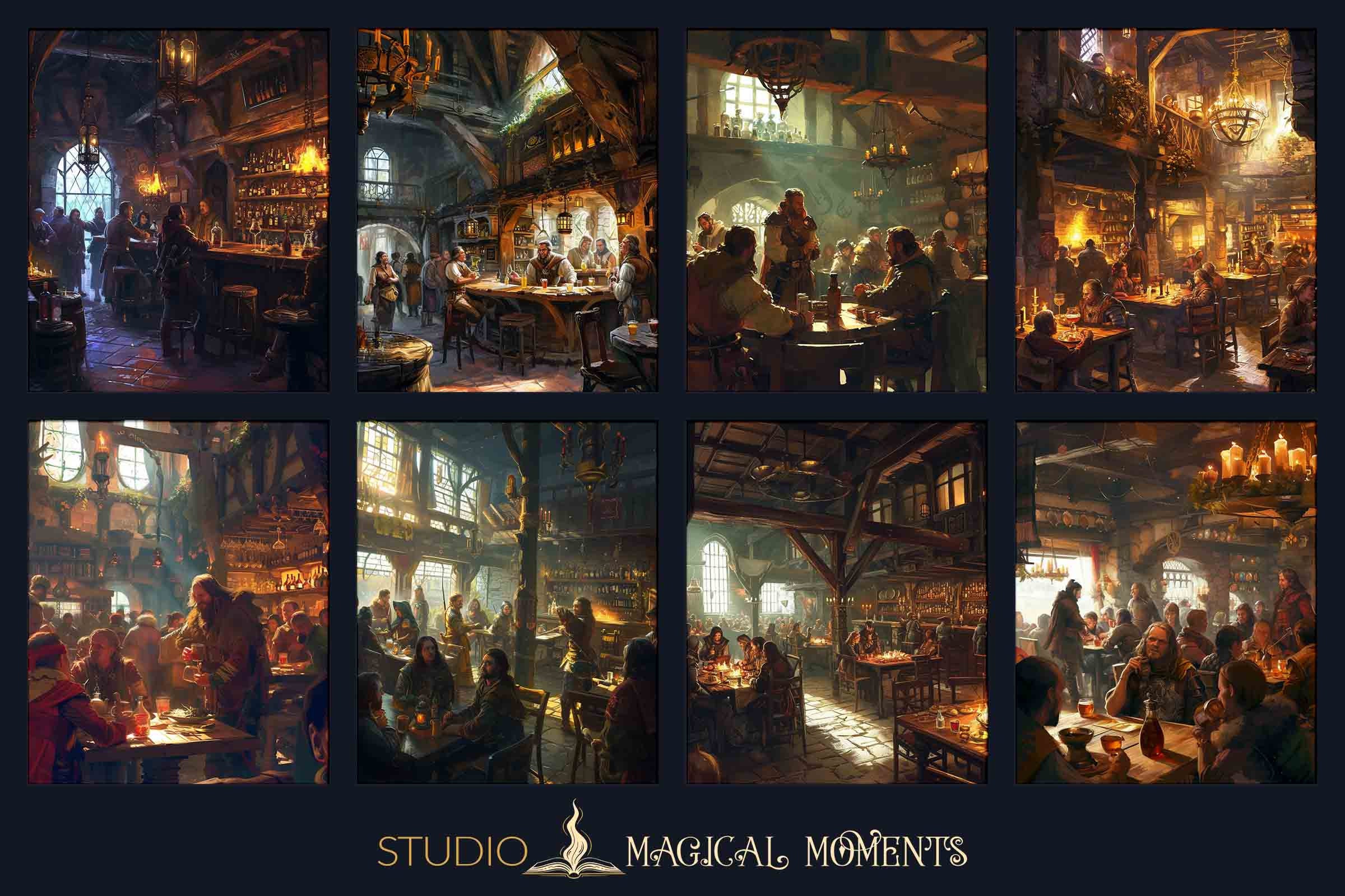 Lively Medieval Tavern Digital Artworks Pack | Set of 16 Digital Papers ...