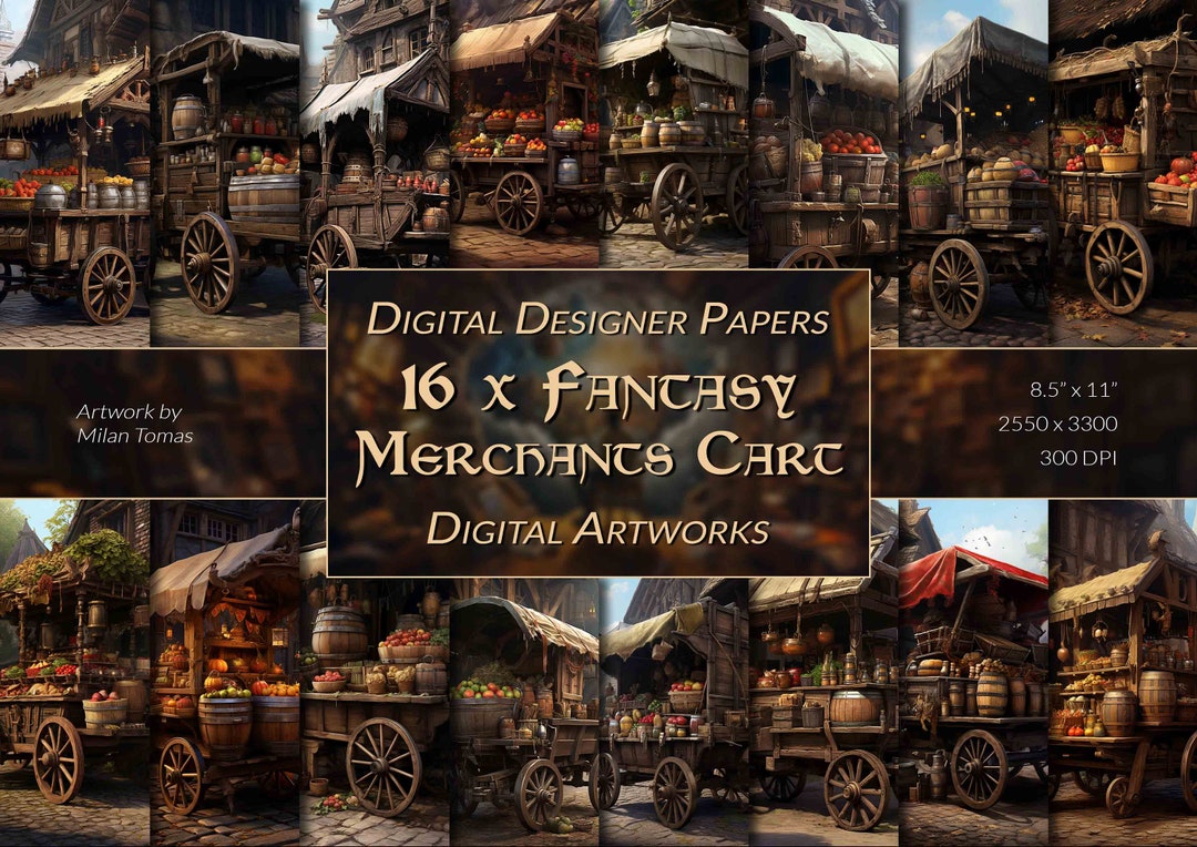 Medieval Fantasy Merchant's Cart Digital Artworks Pack Set of 16 ...