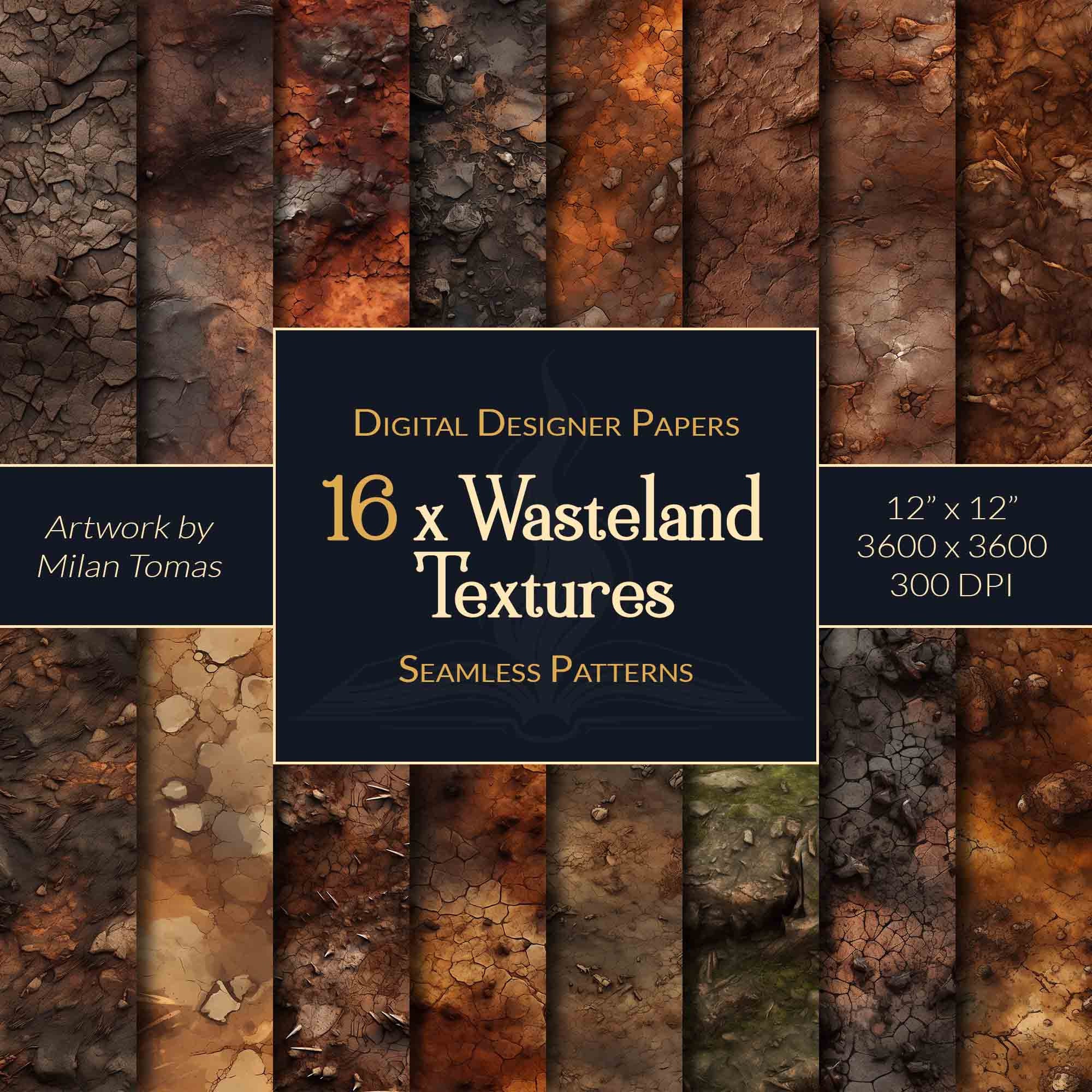 Wasteland Textures Seamless Patterns Pack Set of 16 Digital Papers Scrapbook Paper Junk Journals ...