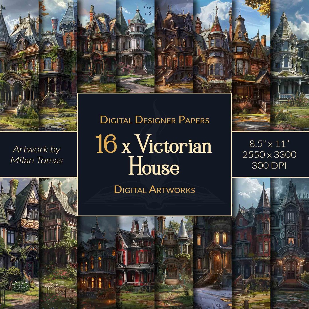 Victorian House Digital Paper Pack: Scrapbook & Junk Journal Art ...