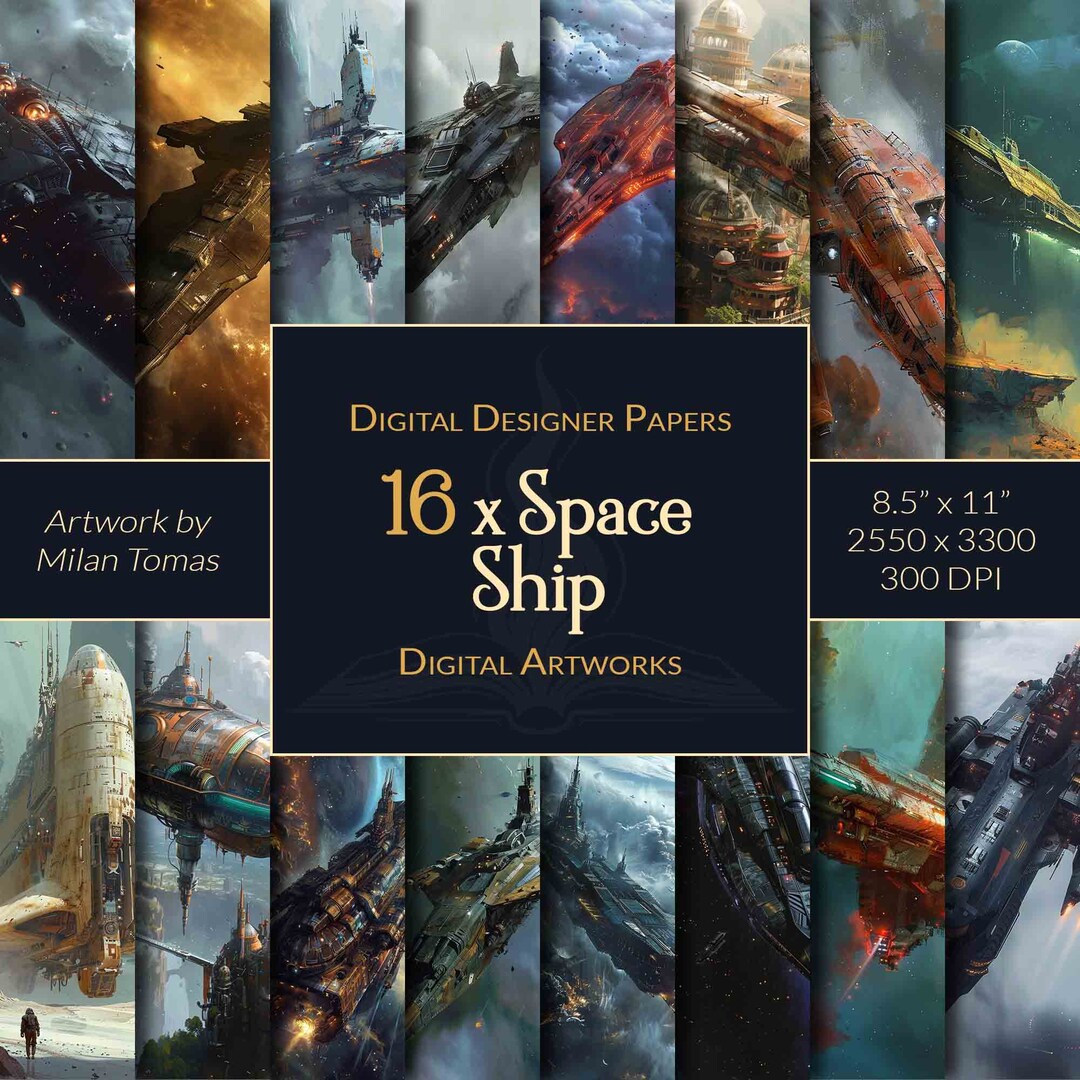 Space Ship Digital Art: Scrapbook Paper Pack (digital Download) - Etsy