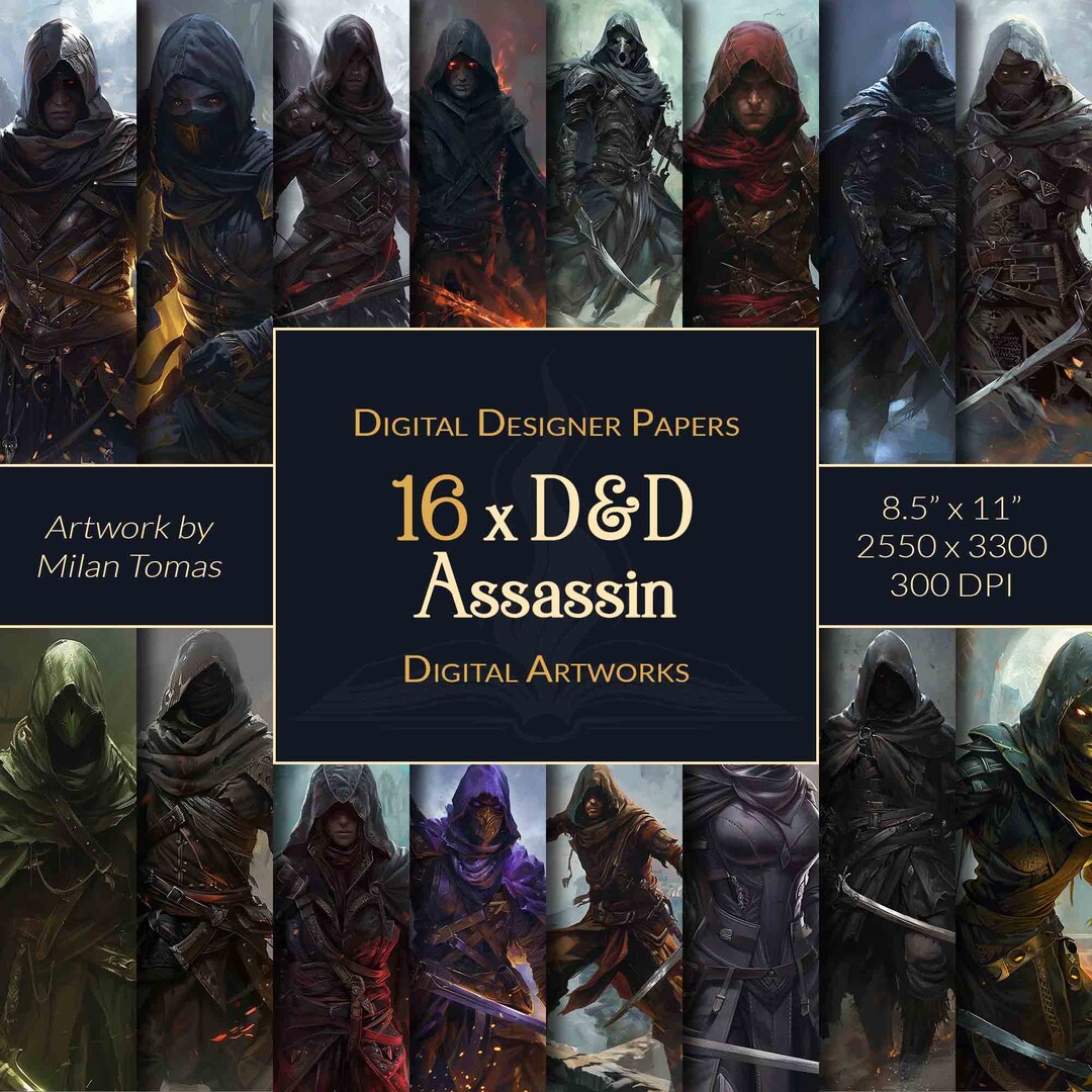 D&D Assassin Digital Artworks Pack | Set of 16 Digital Papers ...