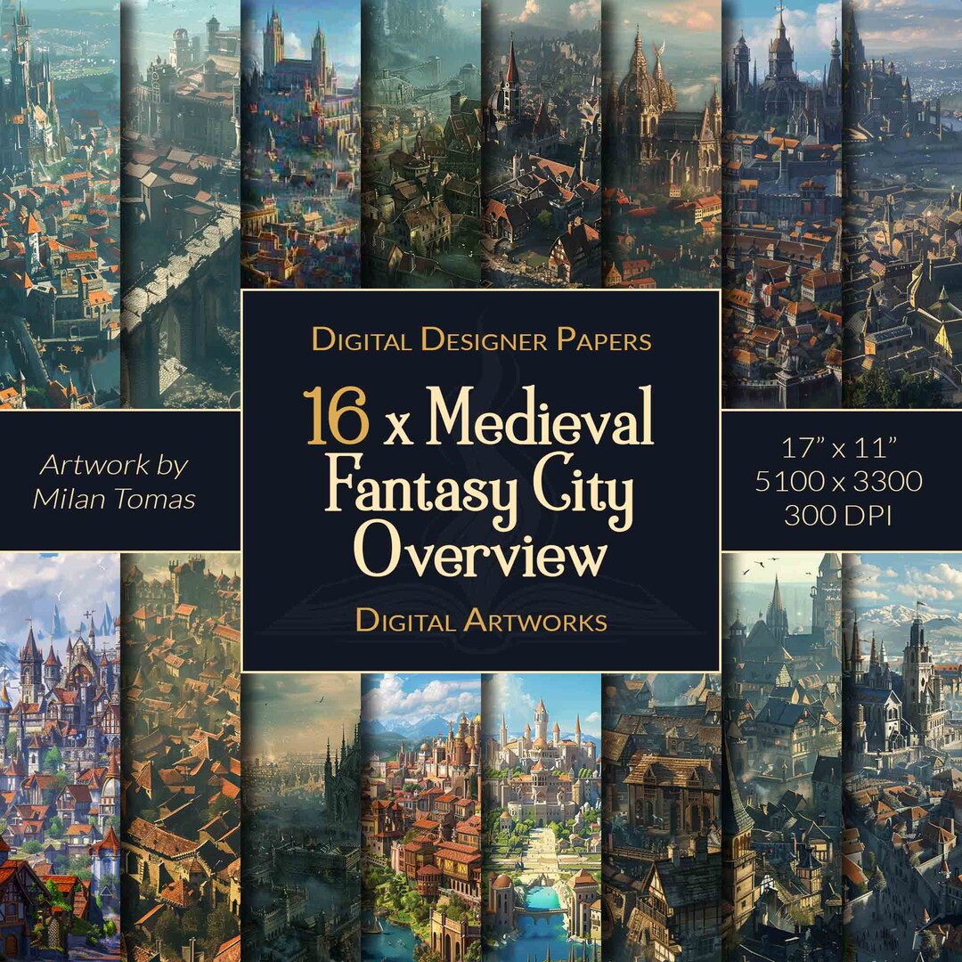 Medieval Fantasy Cityscape Art: 16 Digital Papers (digital Download) - Etsy
