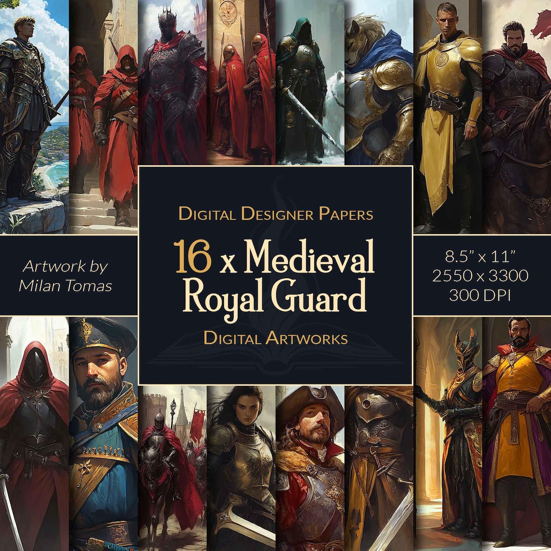 Medieval Royal Guard Art: 16 Fantasy Digital Papers (digital Download ...