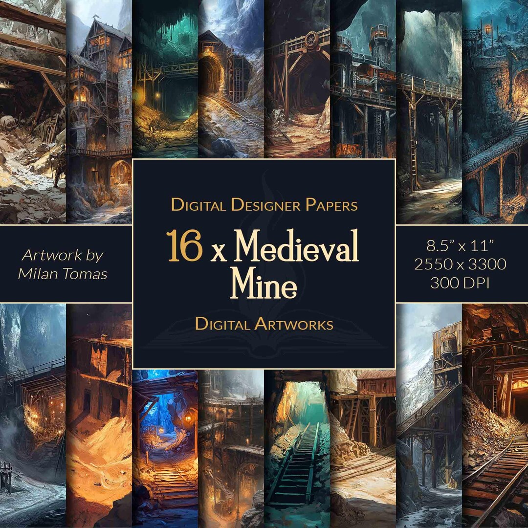 Medieval Mine Digital Paper Pack: Scrapbook & Junk Journal Art (digital ...