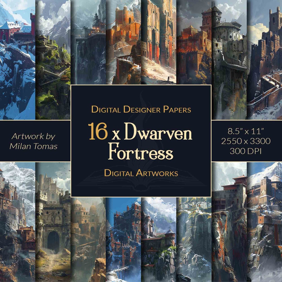 Dwarven Fortress Digital Artworks Pack | Set of 16 Digital Papers ...