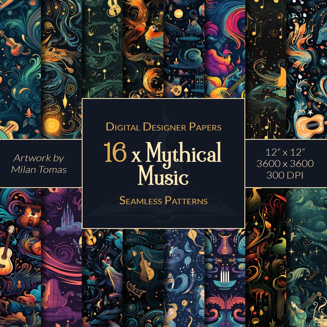 Mythical Music Seamless Patterns: Scrapbook Paper (digital Download) - Etsy