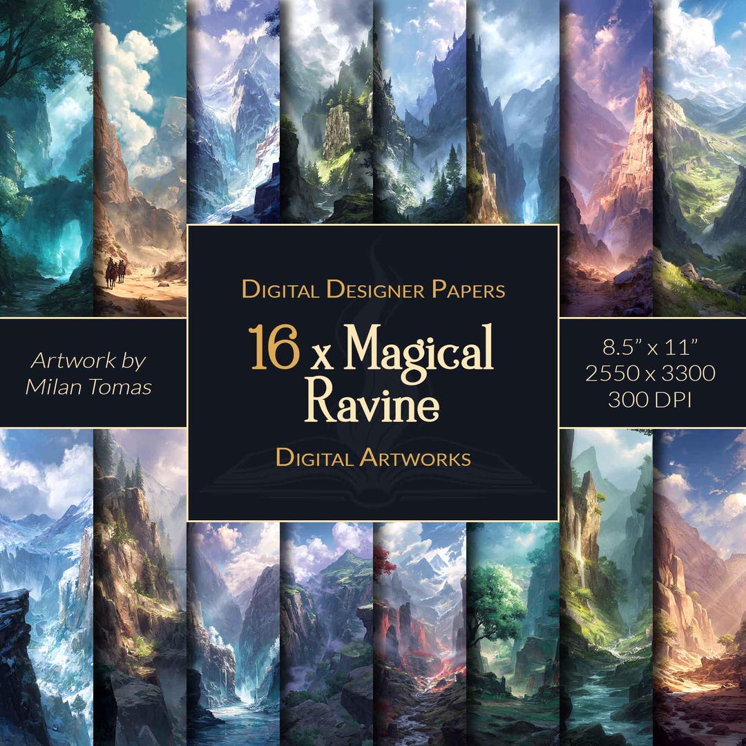 Magical Ravine Digital Artworks Pack | Set of 16 Digital Papers ...