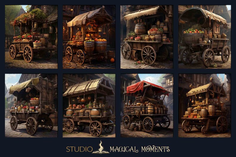 Medieval Fantasy Merchant's Cart Digital Artworks Pack | Set of 16 ...