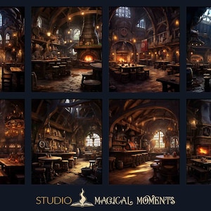 Medieval Tavern Interior Digital Papers: Fantasy Scrapbook Art (set of ...