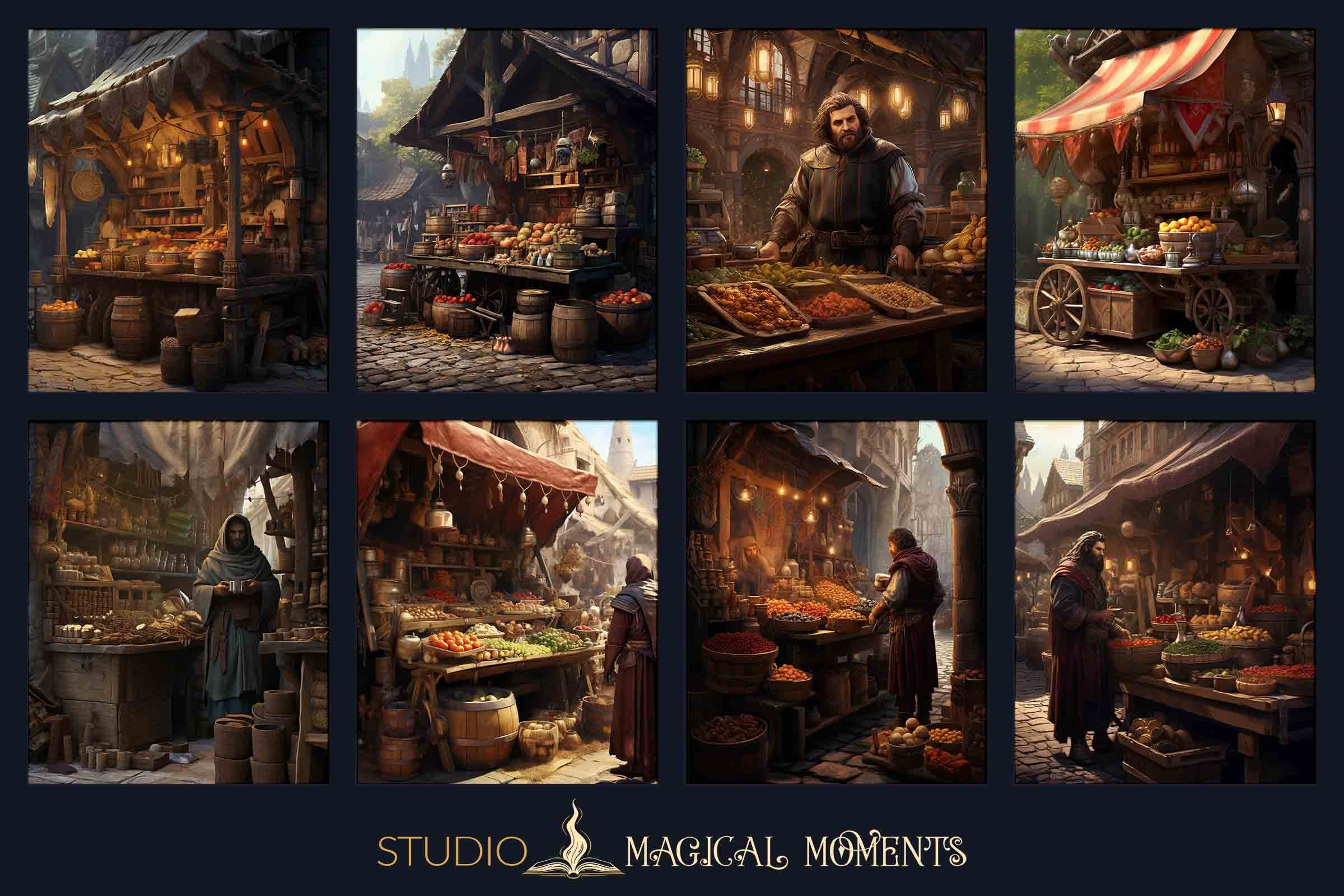 Medieval Fantasy Merchant's Stall Digital Artworks Pack Set of 16 ...