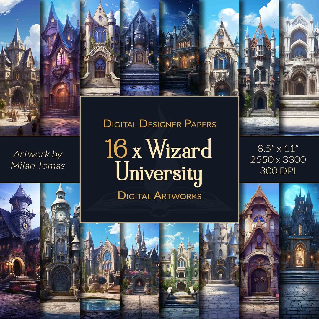 Wizard University Digital Artworks Pack | Set of 16 Digital Papers ...