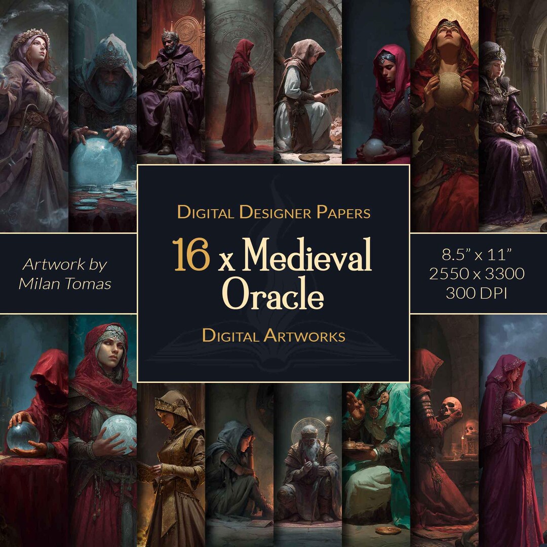 Medieval Oracle Digital Artworks: Scrapbook Paper, Junk Journals (PDF ...