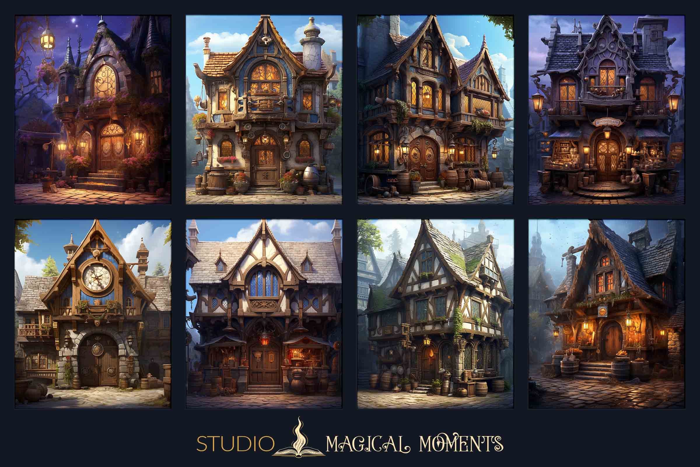 Medieval Fantasy Magic Shop Exterior Digital Artworks Pack Set of 16 ...