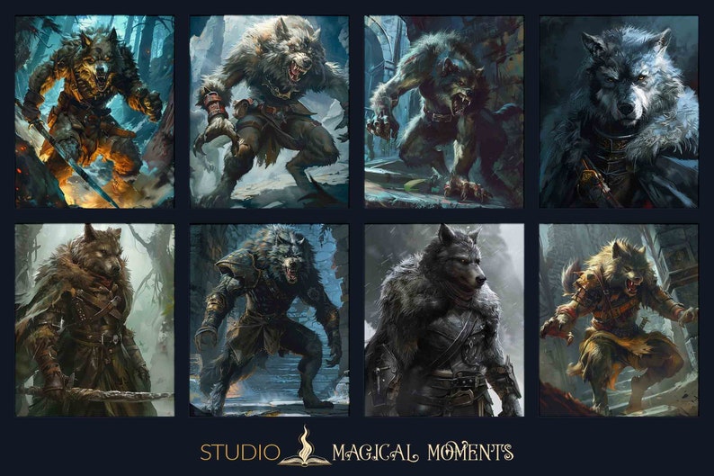 Medieval Werewolf Art: Fantasy Digital Paper Pack (digital Download ...