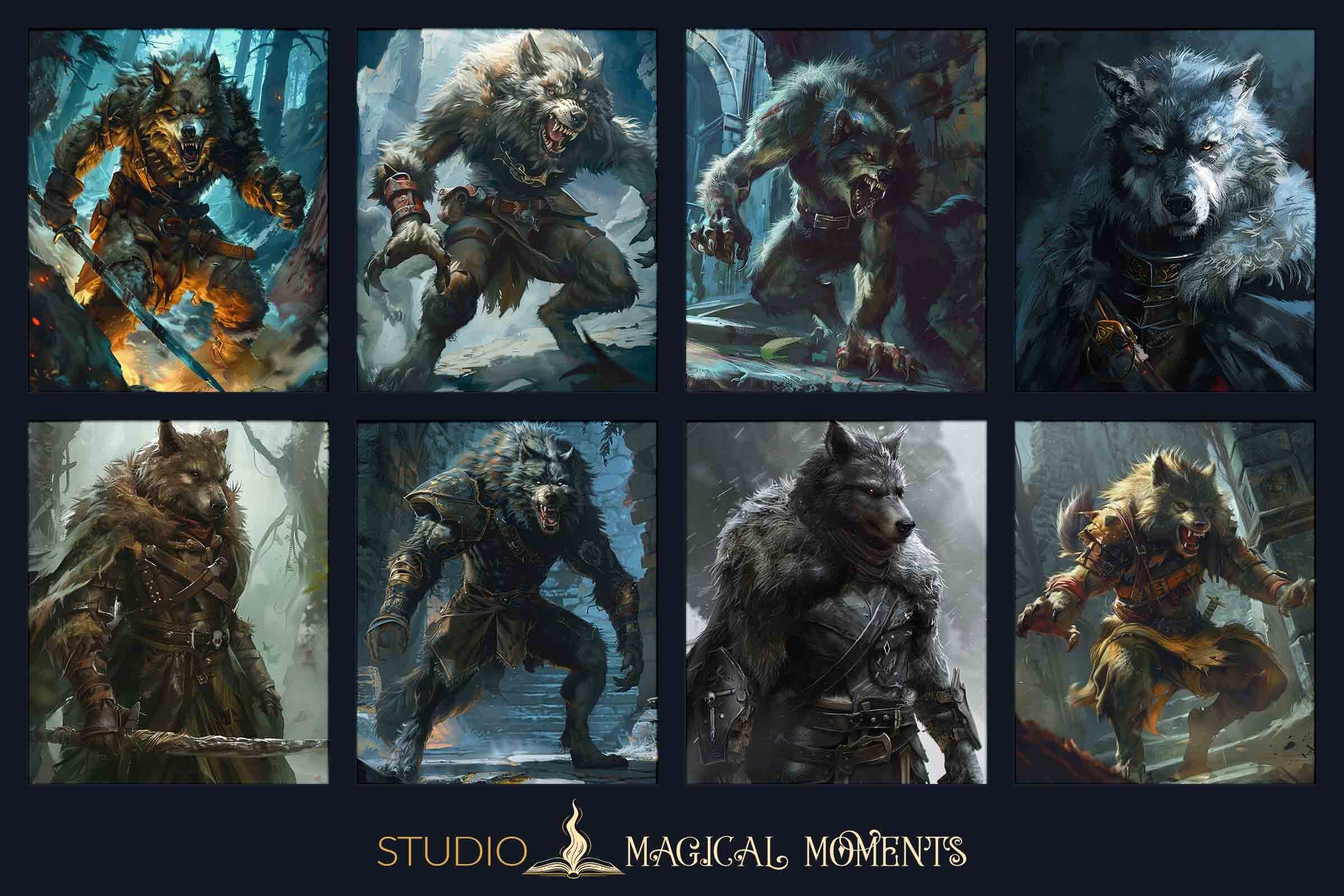 Medieval Fantasy Werewolf Digital Artworks Pack | Set of 16 Digital ...