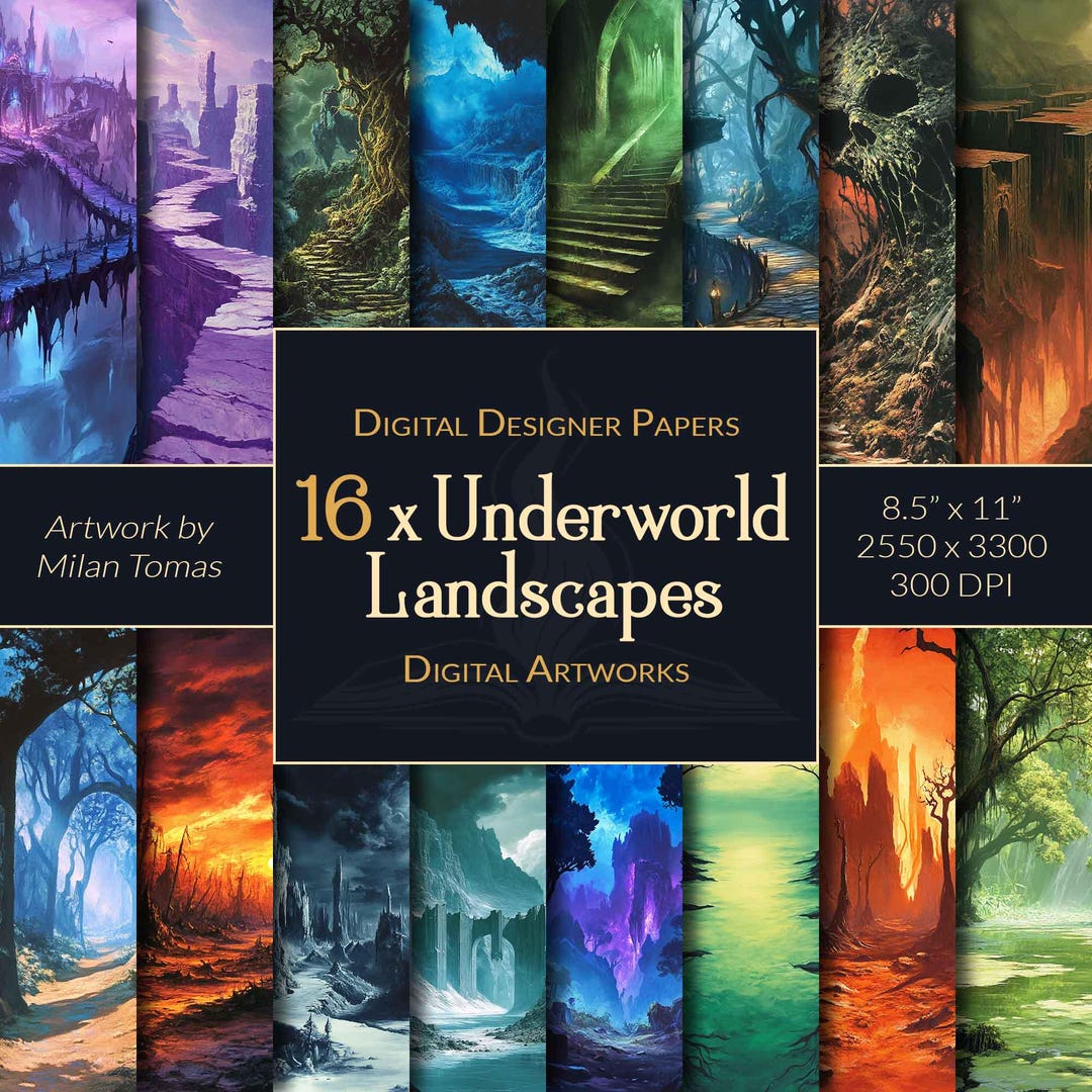 Underworld Landscapes Digital Paper Pack: Scrapbook & Junk Journal ...