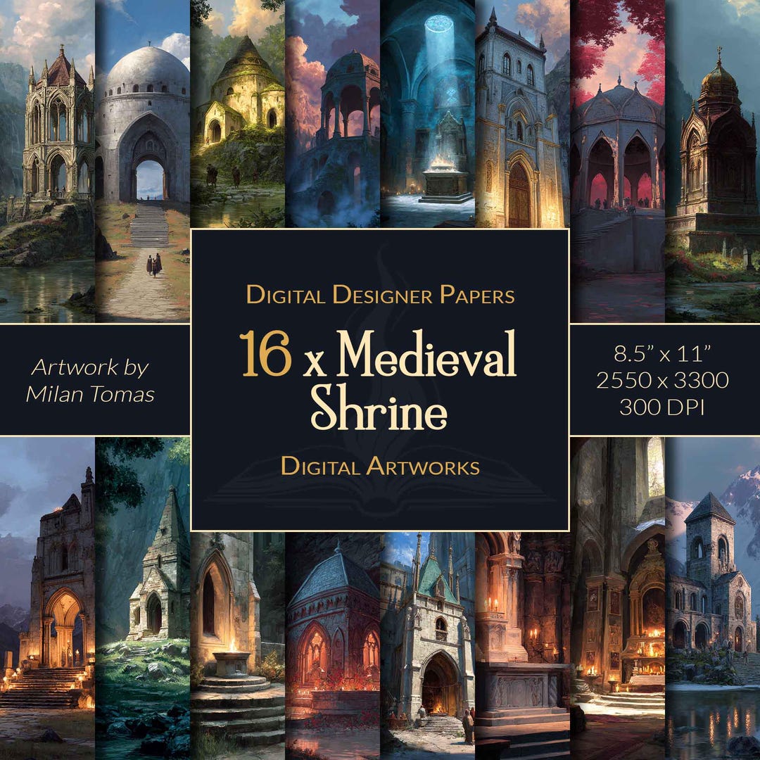 Medieval Shrine Digital Artworks Pack | Set of 16 Digital Papers ...