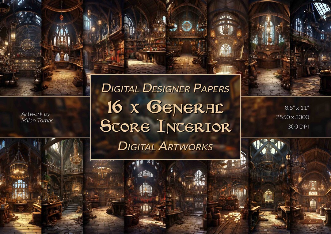 Medieval Fantasy General Store Interior Digital Artworks Pack - Etsy
