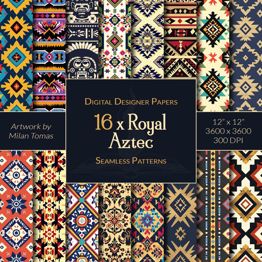 Royal Aztec Seamless Patterns: Scrapbook Paper (digital Download) - Etsy