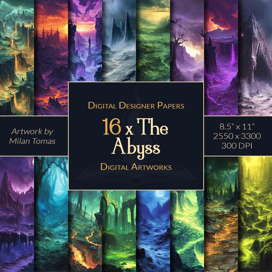 The Abyss Digital Artworks Pack | Set of 16 Digital Papers | Scrapbook ...