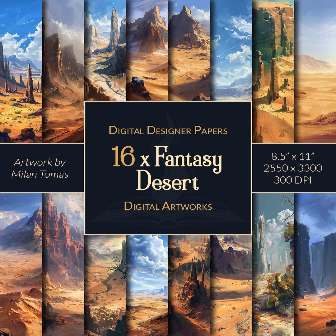 Fantasy Desert Digital Artworks Pack | Set of 16 Digital Papers ...