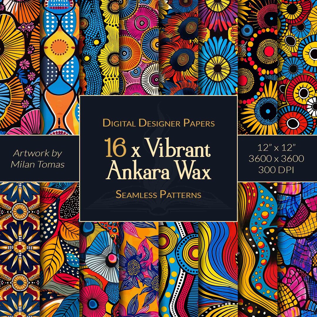 Vibrant Ankara Wax Patterns: 16 Seamless Digital Papers (digital ...