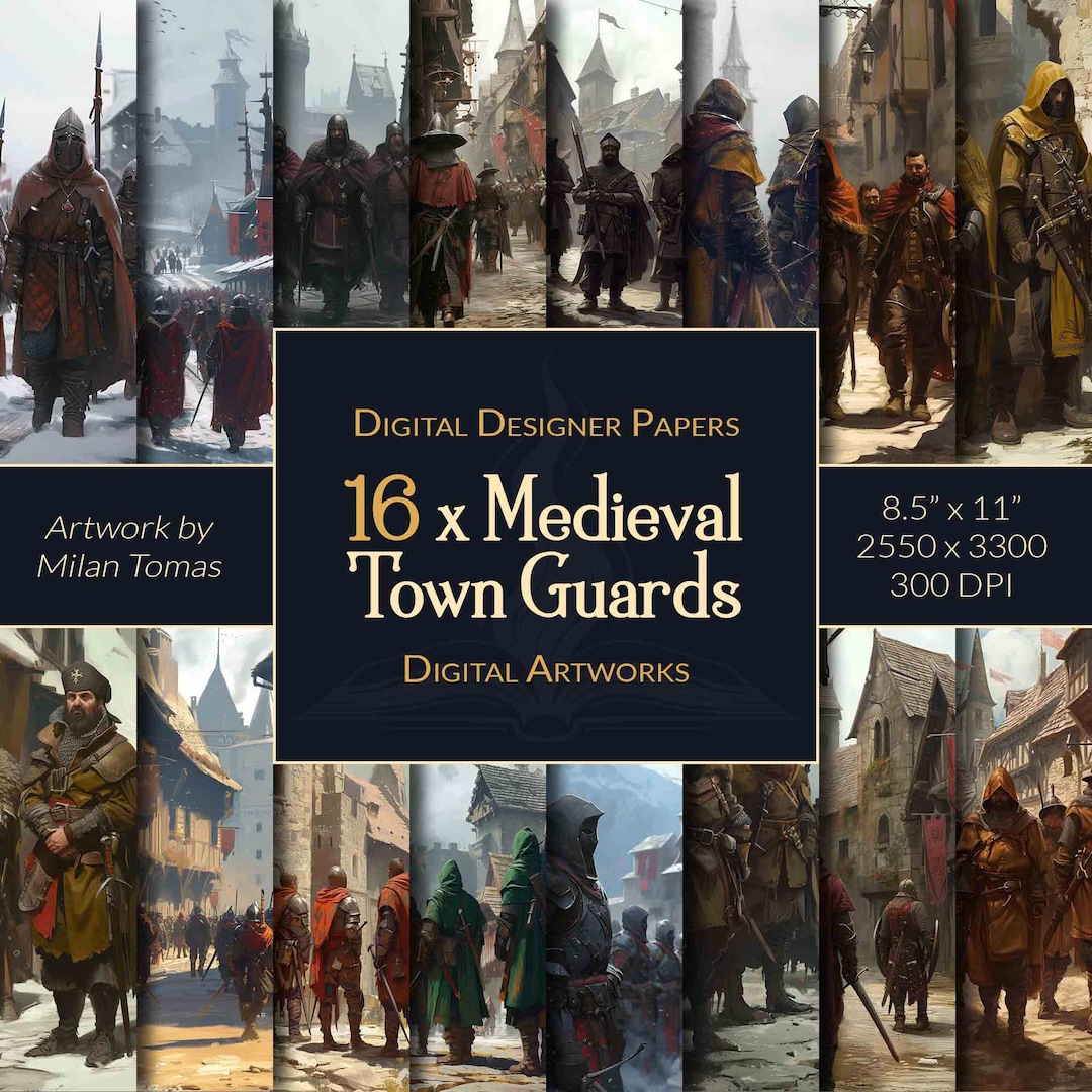 Medieval Town Guards Digital Art: Scrapbook Paper Pack (digital ...