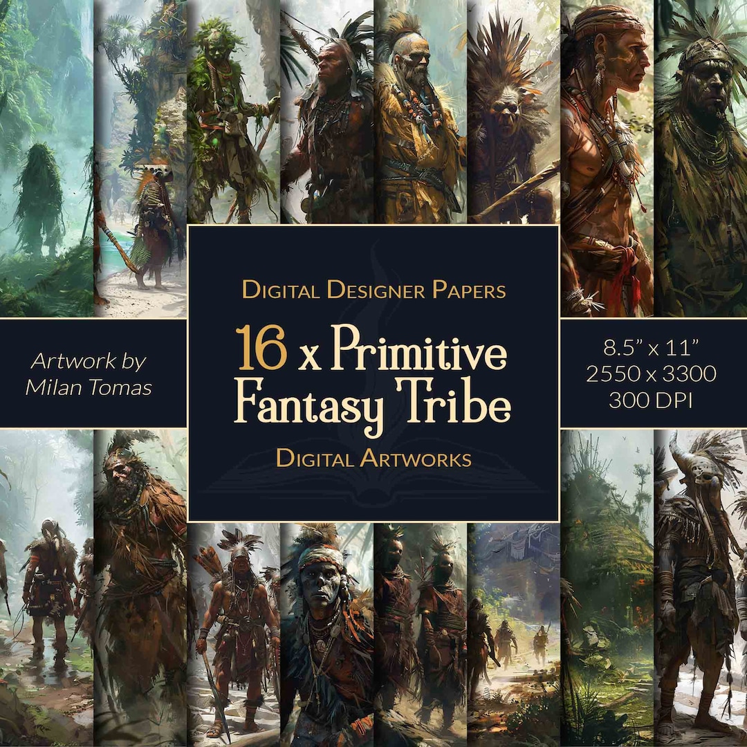 Primitive Fantasy Tribe Digital Artworks Pack | Set of 16 Digital ...