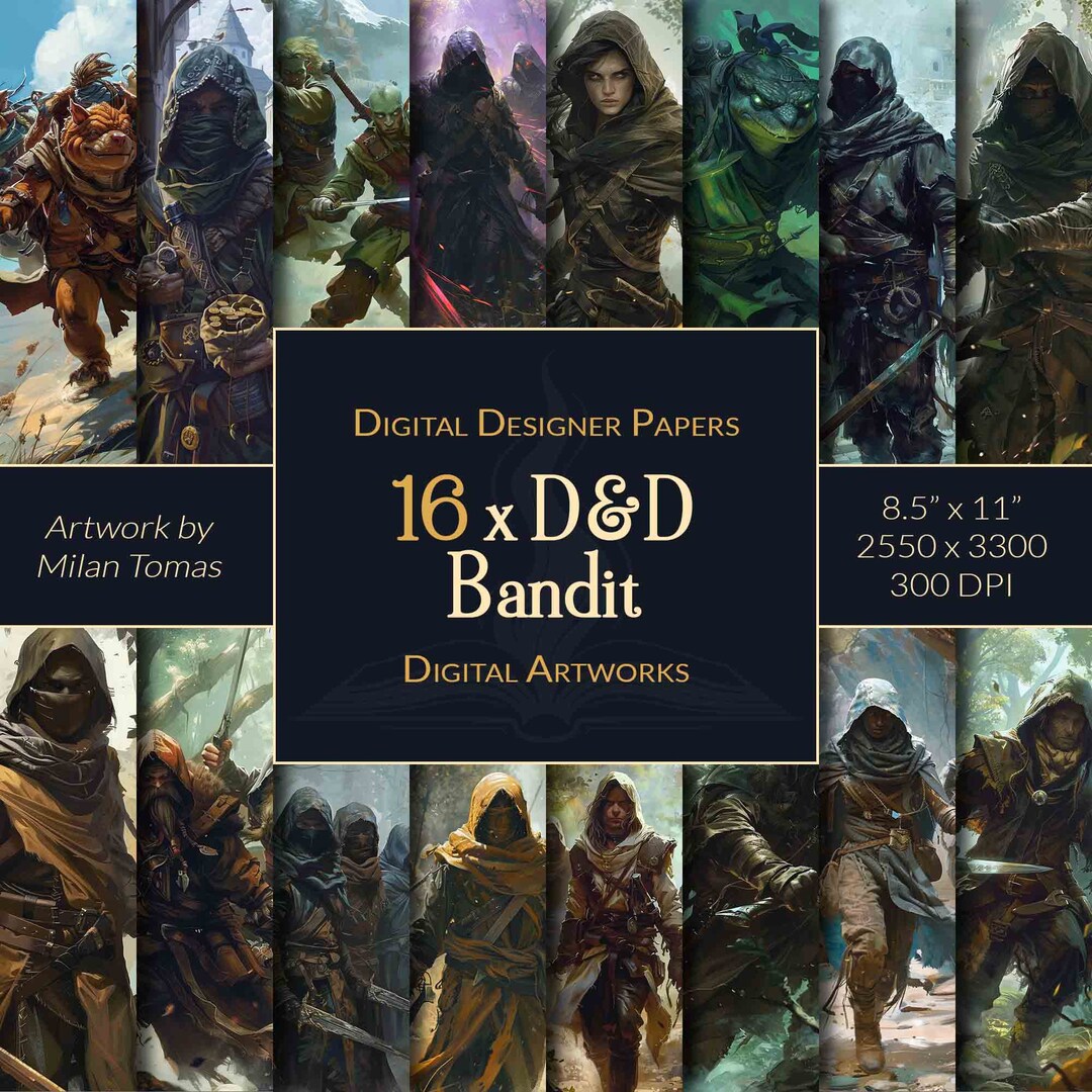 D&D Bandit Digital Artworks Pack | Set of 16 Digital Papers | Scrapbook ...